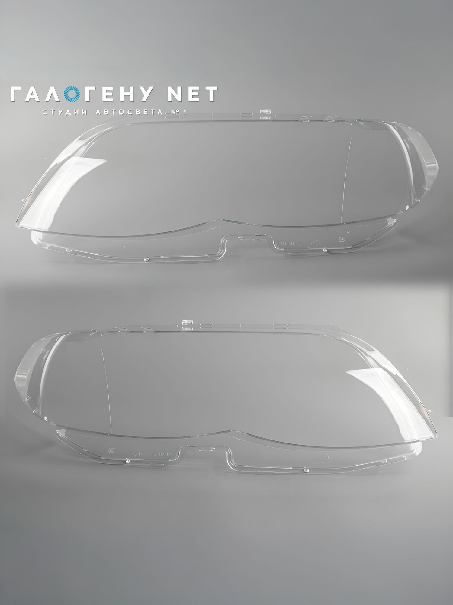 Стекла фар GNX для BMW X5 E53 рестайлинг (2003-2006), левое и правое, поликарбонат