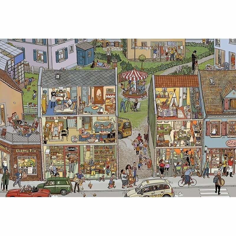 Пазл панорамный, мультяшный город, повседневная жизнь, 1000 деталей, 500 для взрослых, снятие стресса, 300 игрушек,