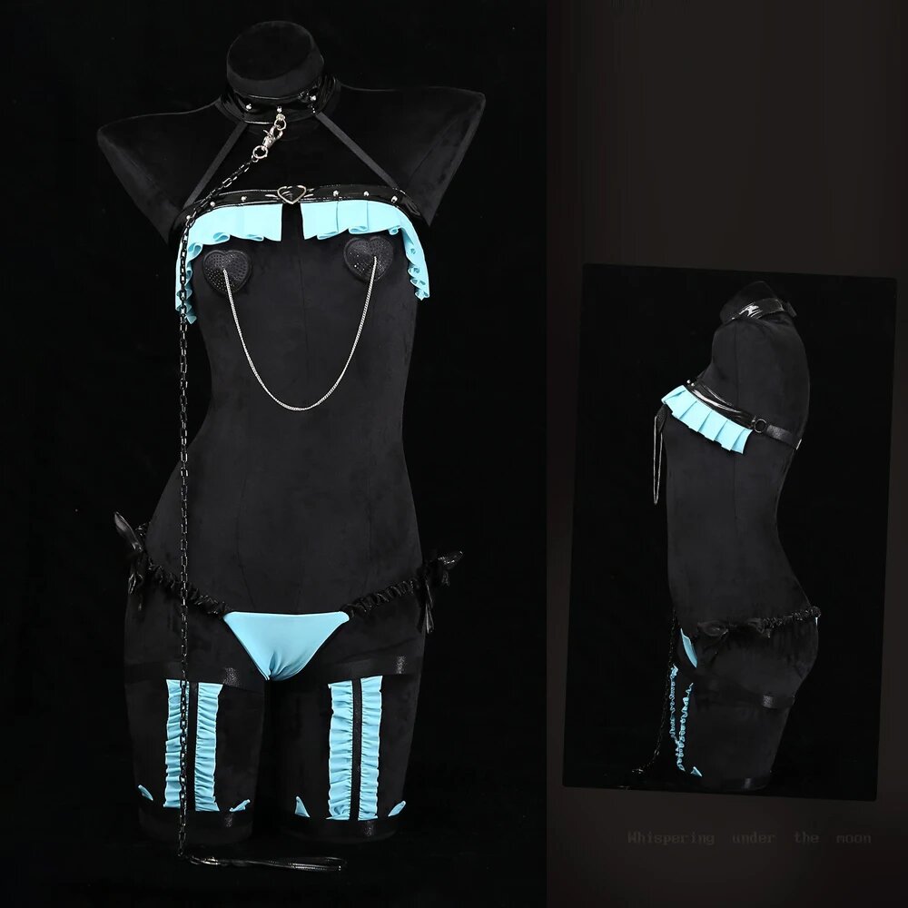 AniLV: Нежный комплект эротического белья «Кошечка» – розовая униформа горничной, пижама, Синий