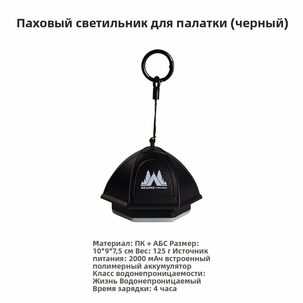 Кемпинговый фонарь WellHike, с мощным светодиодом (до 500 люмен), регулируемой интенсивностью света