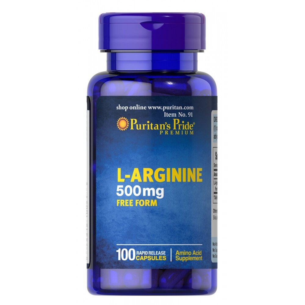 Аминокислота аргинин Puritan’s Pride L-Arginine 500mg Free Form, 100 капсул