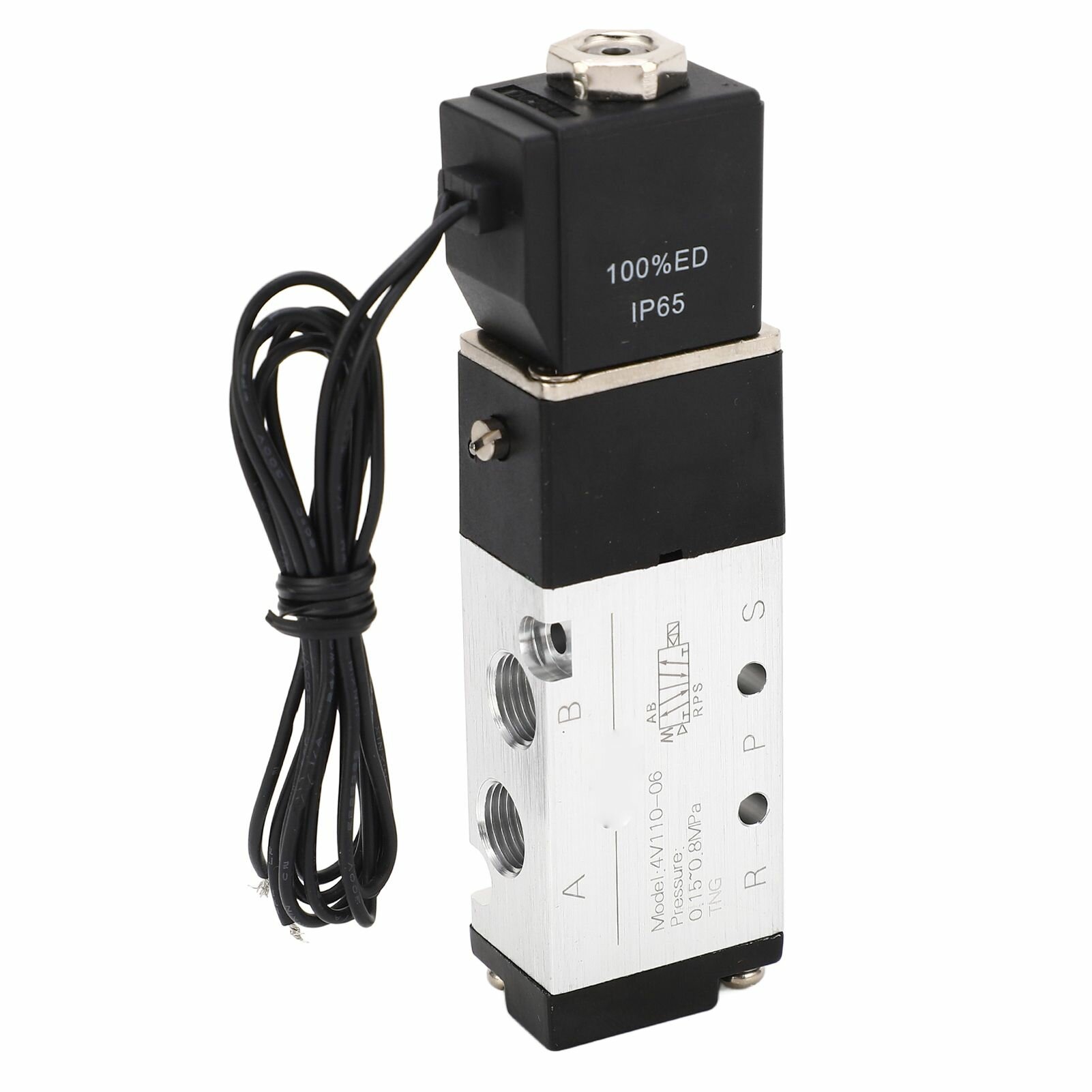 Пневматический электромагнитный клапан, 2-позиционный, 5-ходовой, DC12 В, с проводом, водонепроницаемый IP65, давление 0,15-0,8 МПа