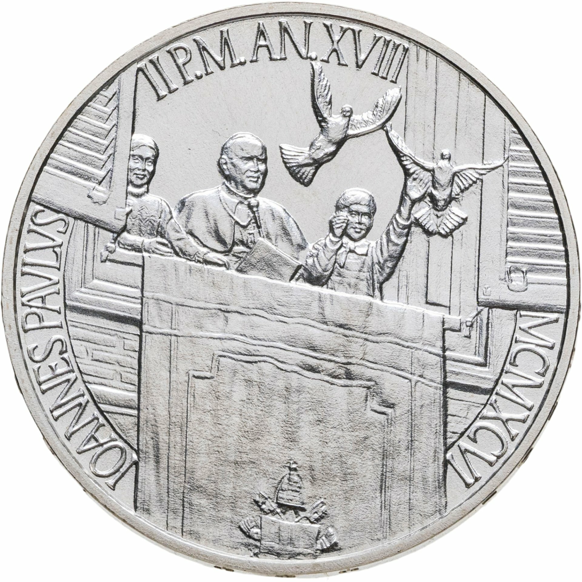 Ватикан 1000 лир 1996, Серебро 835, в сохранности UNC