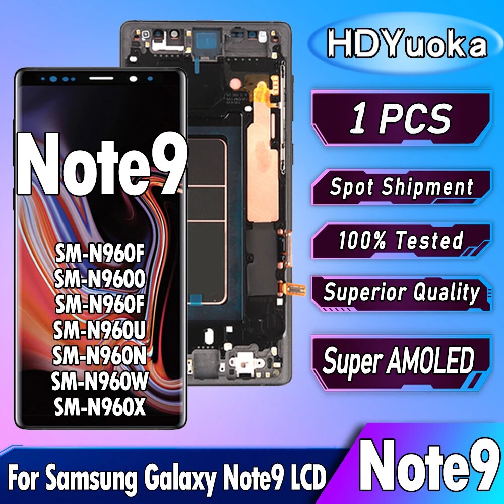 6,4 "Super AMOLED для Samsung Galaxy Note9, ЖК-дисплей, сменный преобразователь сенсорного экрана для Samsung Note9 N960 SM-N960F ЖК-дисплей Black With Frame
