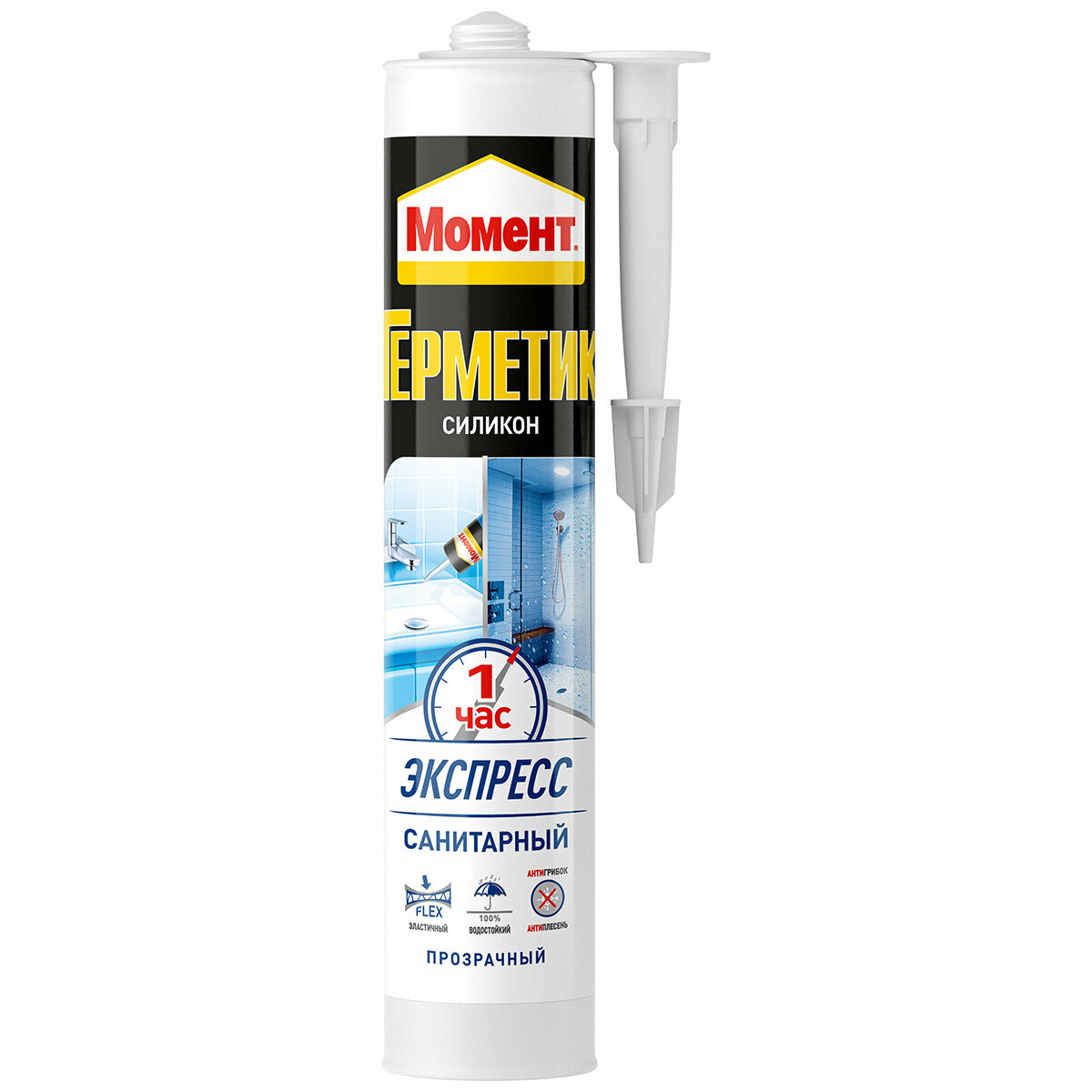 Герметик HENKEL "Момент", силиконовый, санитарный, экспресс, прозрачный, 280 мл