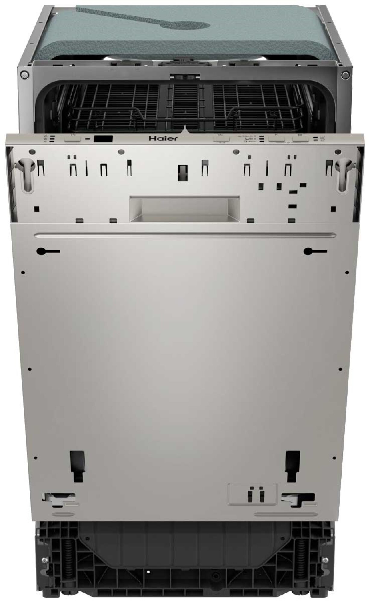 Встраиваемая узкая посудомоечная машина Haier HDWE10-395RU на 10 комплектов, луч на полу