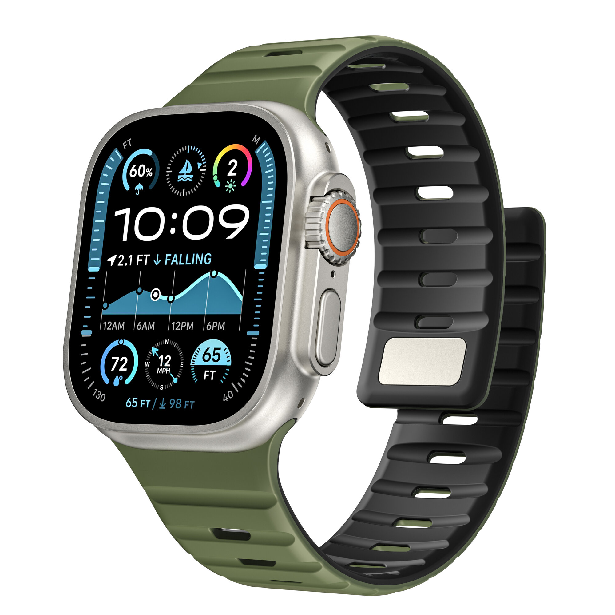 Ремешок для Apple Watch 42/44/45/46/49mm Volcano Khaki для смарт-часов, сменный браслет
