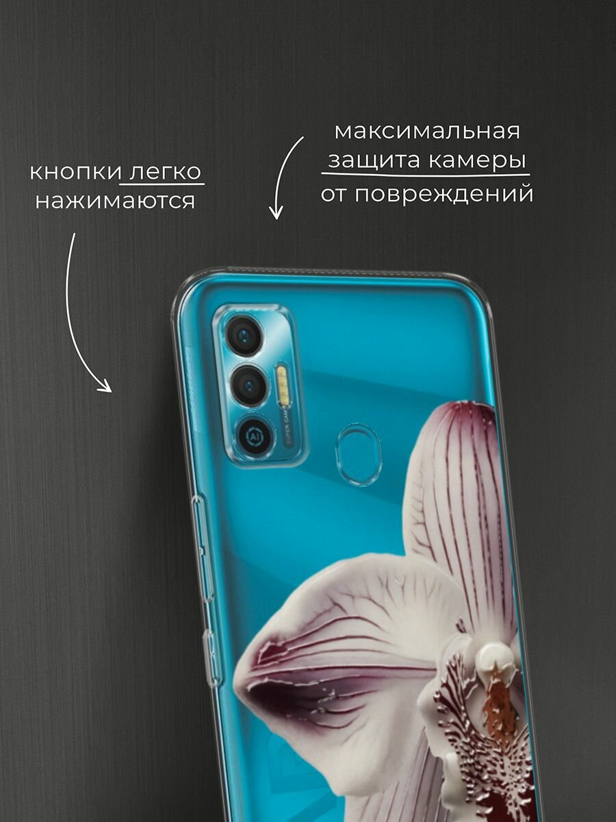Чехол на Tecno Spark 7 / Техно Спарк 7 с принтом Белая орхидея — фото 1