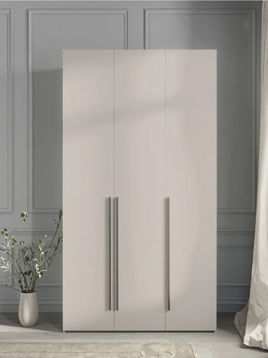 Casa Mia 90х210х55 см. Шкаф для одежды 3-дверный с полками и 2 штангами, кашемир, ручка скоба 960 мм