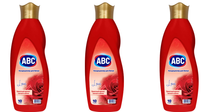 Кондиционер для белья ABC Любовь, аромат мягкого шелка, 1 л, 3 шт
