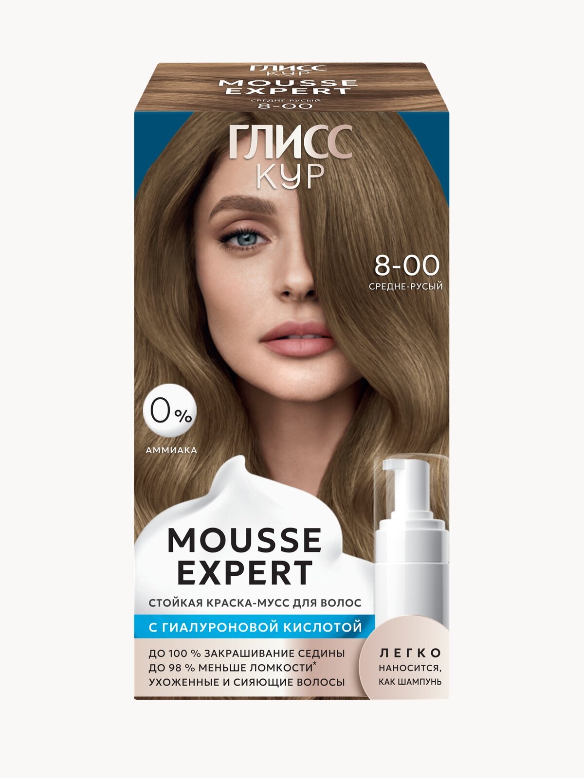 Глисс Кур Mousse Expert Стойкая профессиональная краска-мусс 8-00 Средне-русый