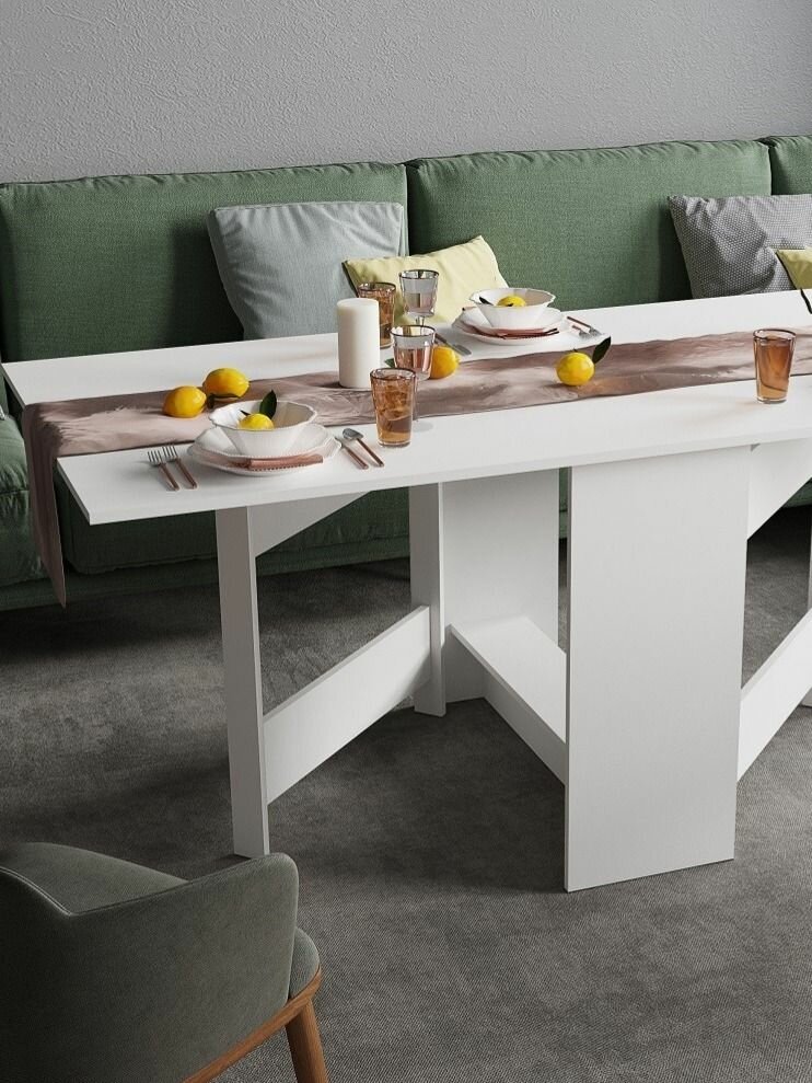 Стол обеденный ARNIKA, раскладной, ЛДСП, прямоугольный, белый