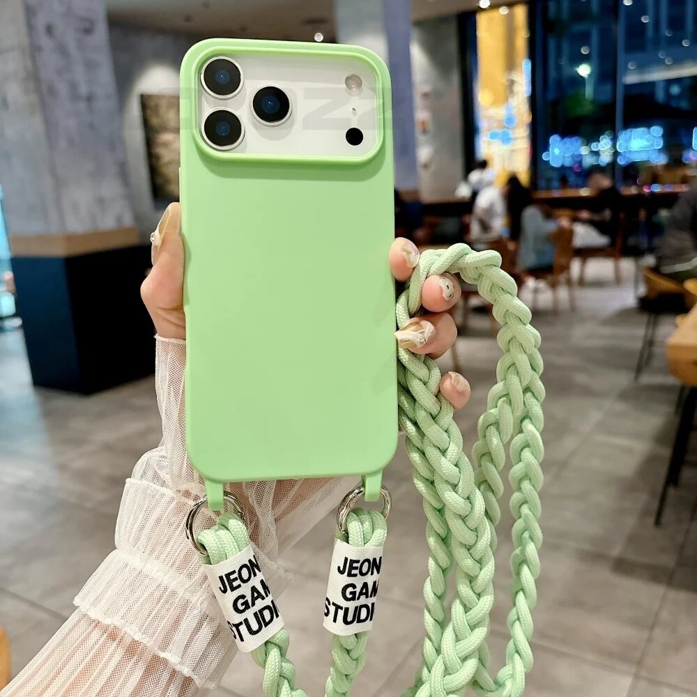 Чехол для iPhone 13 Pro Max, Mint Green, с плечевым ремешком