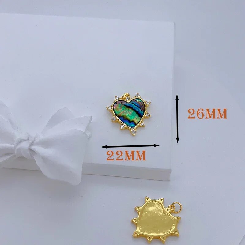 Подвеска сердце с опалом, 26 мм, Colorful