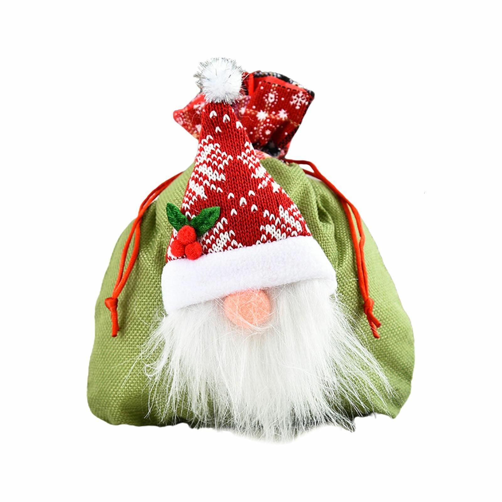 Мешочки из органзы с гномами, Зеленый