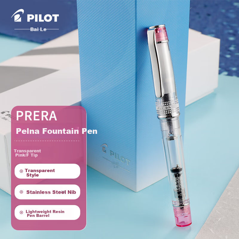 【Christmas Gift】PILOT Prera Transparent Fountain Pen/Calligraphy Pen Birthday Gift with Converter FPRN350R-TPF Fine Nib Pink