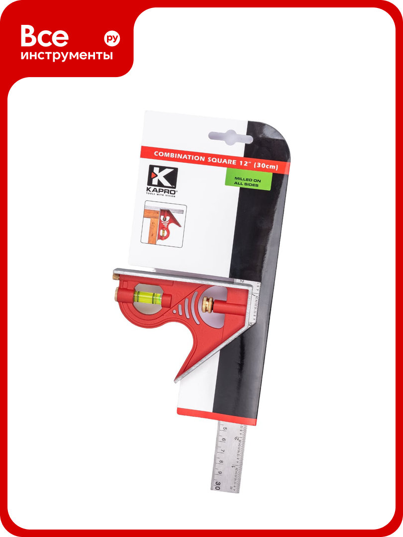 Комбинированный угольник Kapro 352-30 из нержавеющей стали профессионального уровня для точных измерений