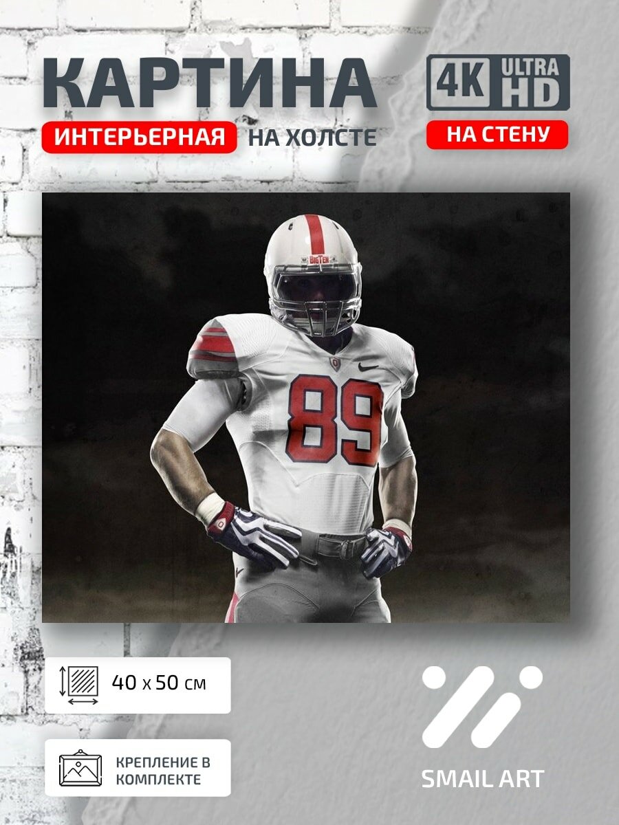 Картина на холсте интерьерная 40 на 50 на стену американский футбол для спальни атмосфера