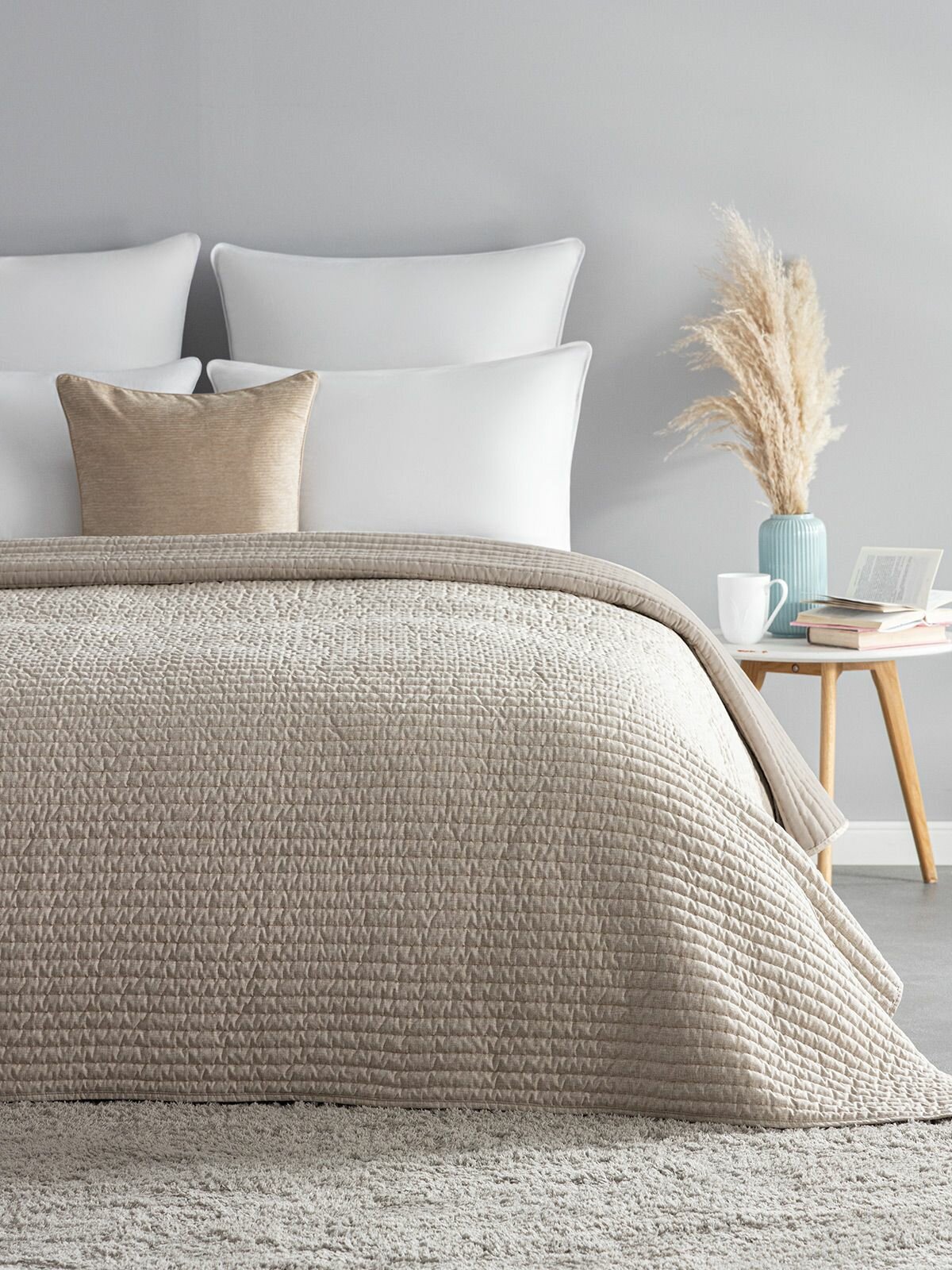 PRIME PRIVE Покрывало на диван, на кровать 180х220 "Лагом" стеганое, меланж, бежевый