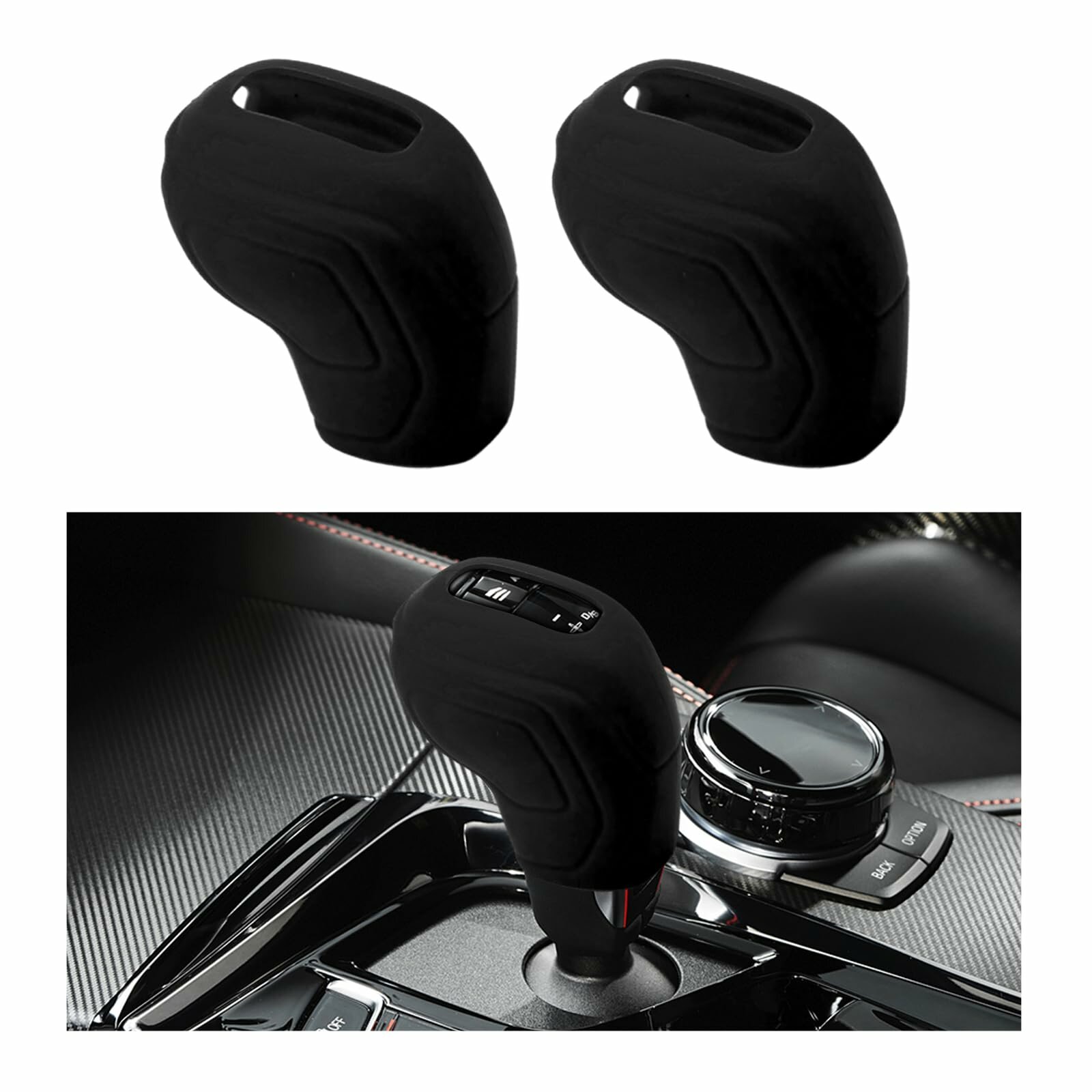 Ziciner - 2 fundas para perilla de cambio de coche de silicona, color negro, gris, rojo, azul, beige, peso 47 g, ajuste universal, accesorios de protección automática de cambio de coche, protector antideslizante para palanca de cambios, decoración de