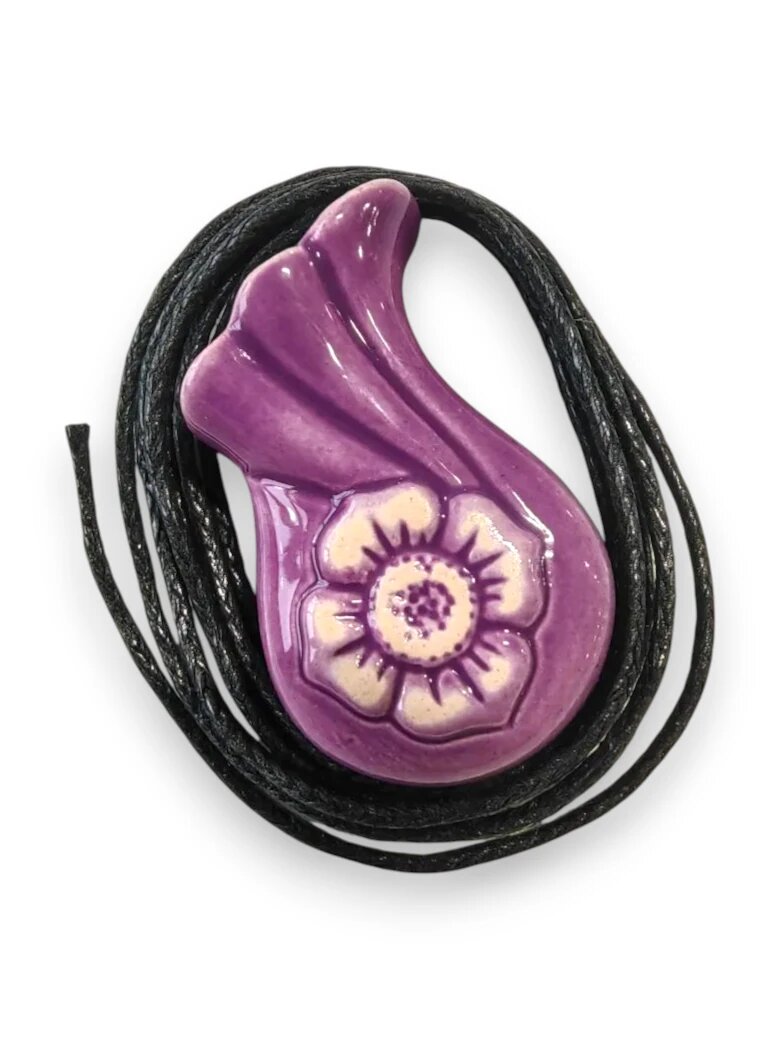 Аромакулон фиолетовый керамический со шнурком, цветок, 1 шт.