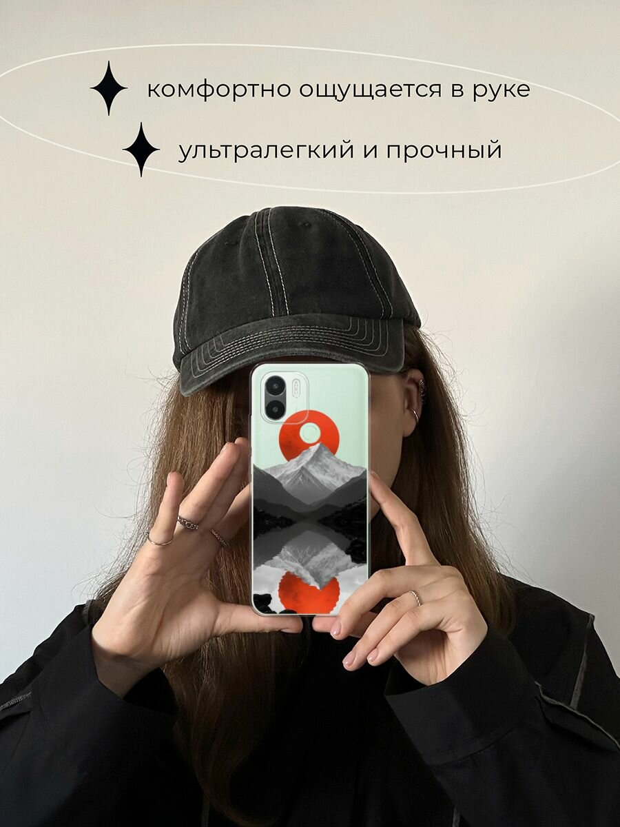 Чехол на Xiaomi Redmi A1+/Redmi A2+/Poco C51/C50 / Редми A1+ с принтом Белая гора 2, прозрачный — фото 1