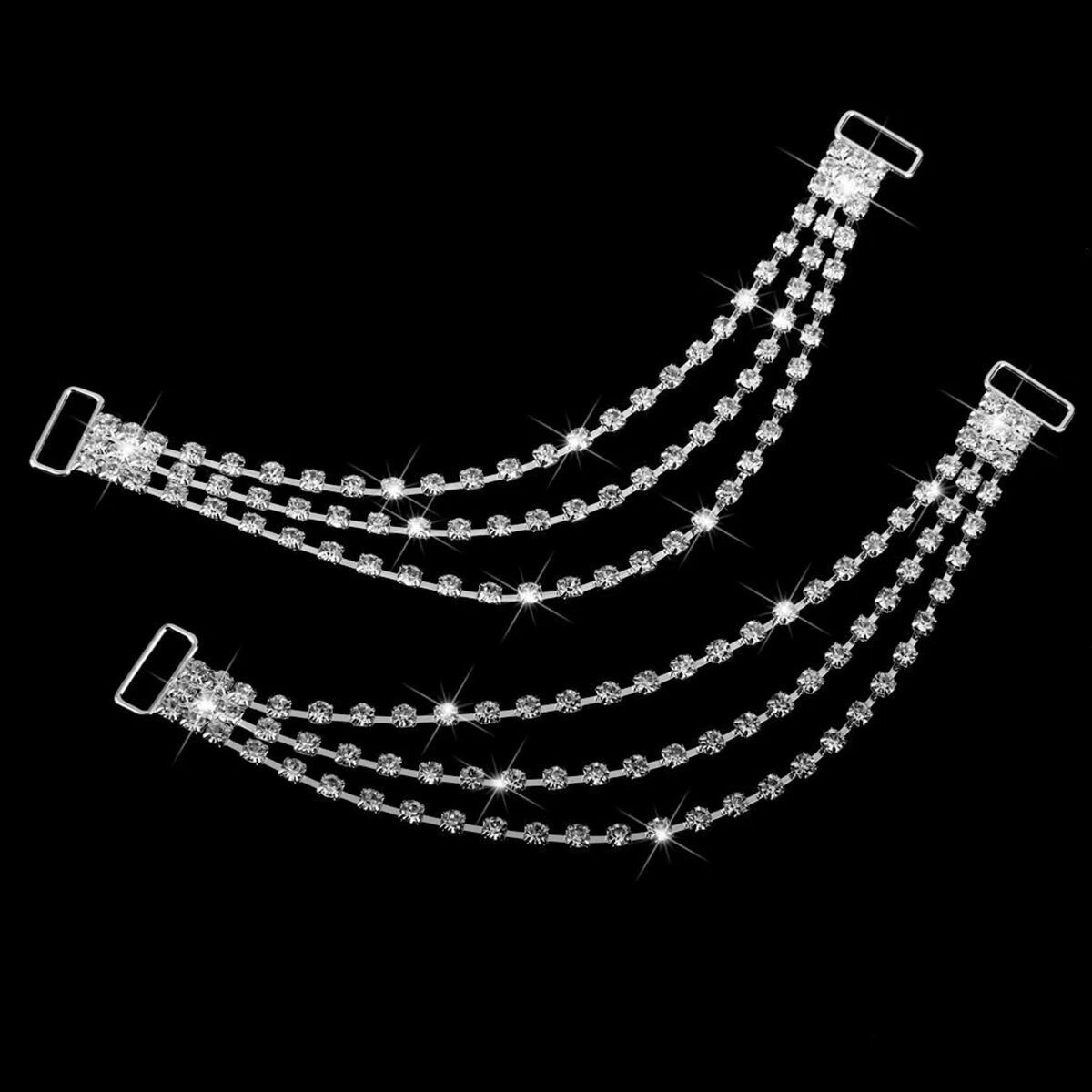 Серебряная пряжка для бикини со стразами