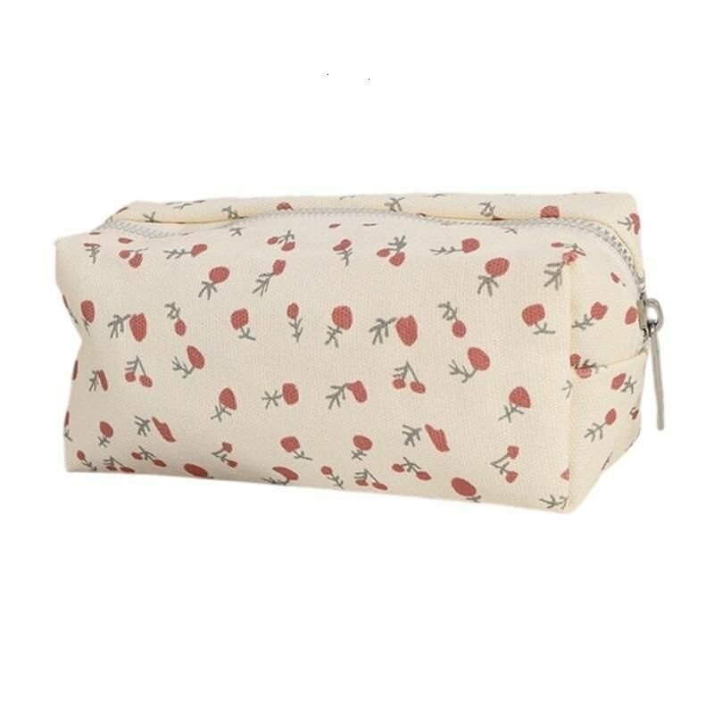 Косметичка для милой девушки-студентки, сумка хранения канцелярских принадлежностей большой емкости, пенал с бантом-маленький цветочный