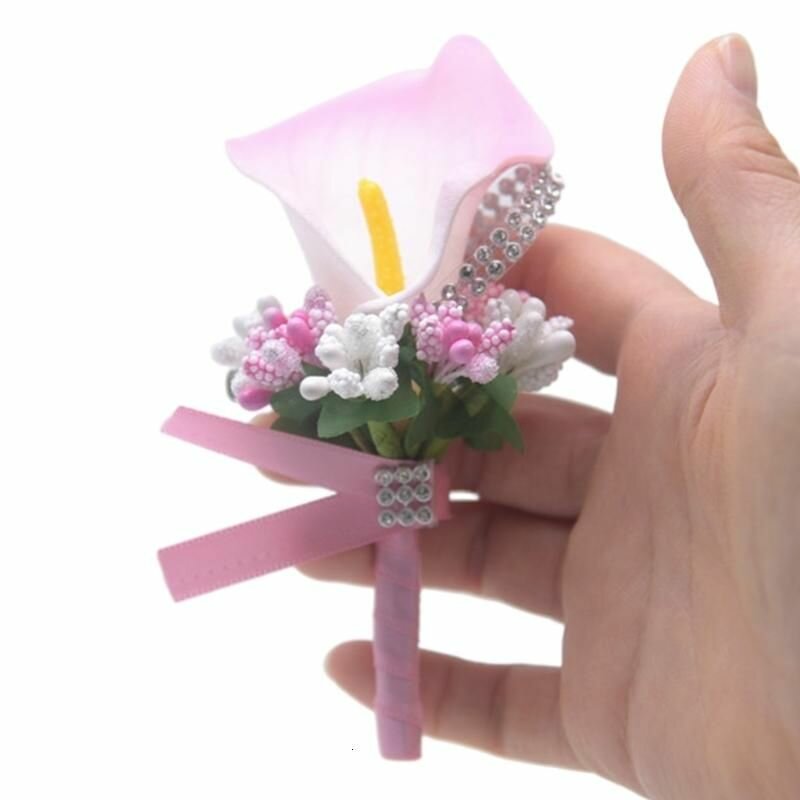 4шт, свадебный цветок из бисера калла лилия корсаж-розовый