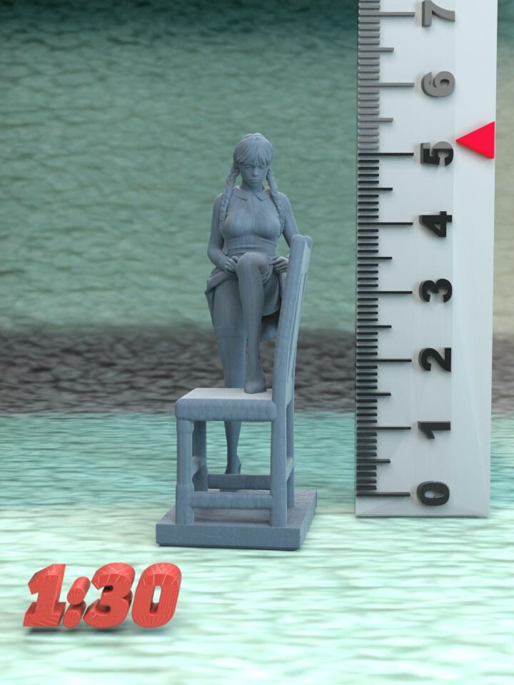 Миниатюра Wednesday- Уэнздей, 5.1см 1:30 V1 (Серая, сборная, предназначена для самостоятельной покраски)