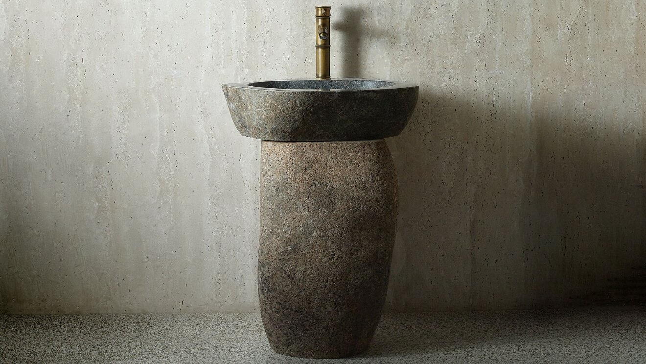 Природная раковина с пьедесталом из серого камня гранита Piedra M550 00504517550