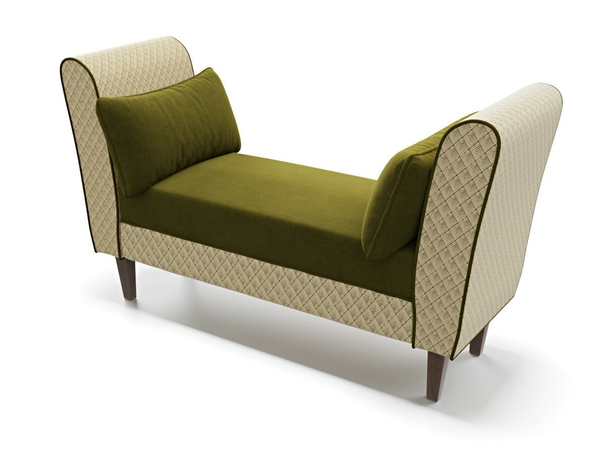 Скамья банкетка Soft Element Зельт 1 с мягким сидением, в прихожую, в спальню, Green Yellow T, современная классика