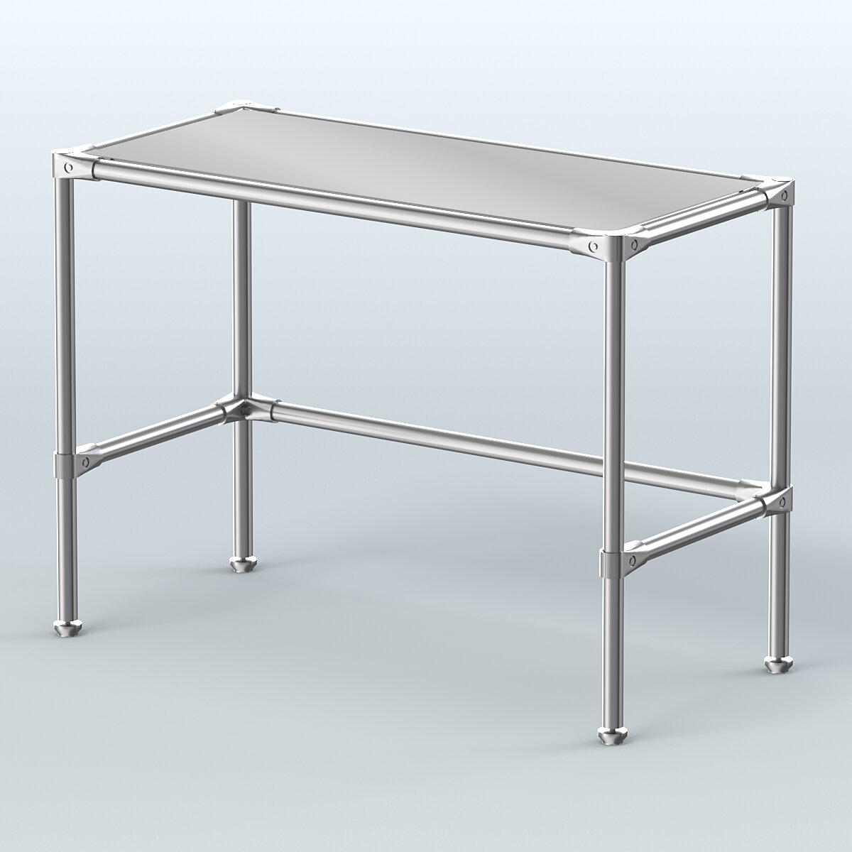 Стол средний D-42 с полкой зеркало 4мм, Белый. Производство товара - компания ТОБ.