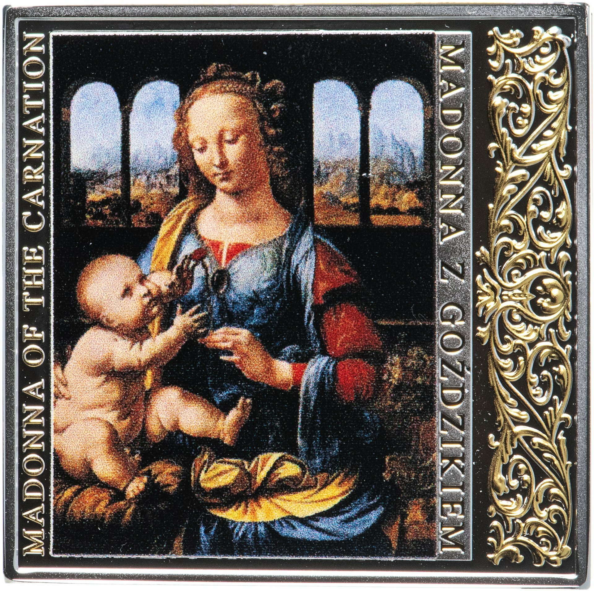 Остров Ниуэ 1 доллар 2014 "Шедевры живописи - Мадонна с гвоздикой", в футляре, Серебро 999, в сохранности UNC