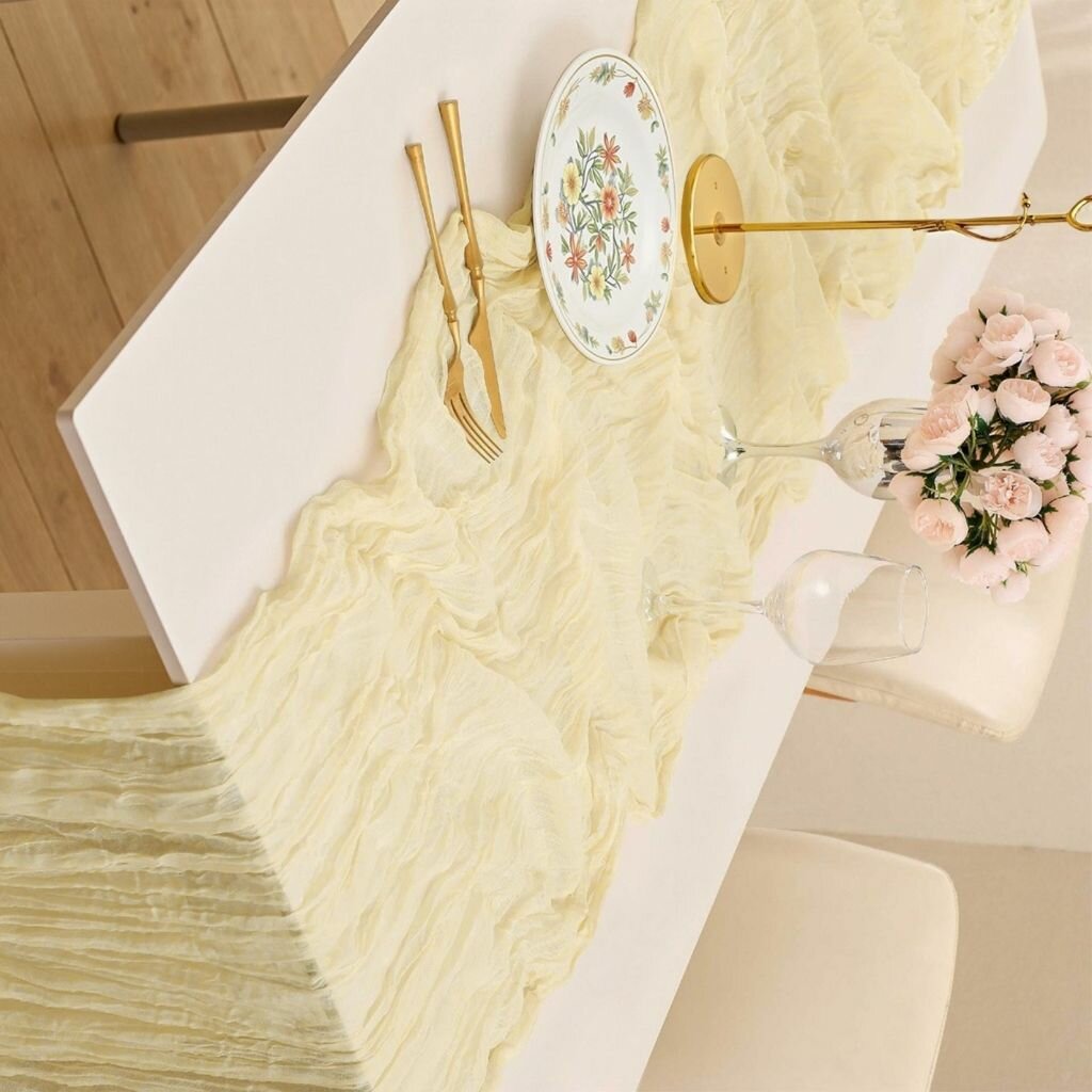 Новый настольный флаг из мятой балийской марли-бежевый-80 на 300 см