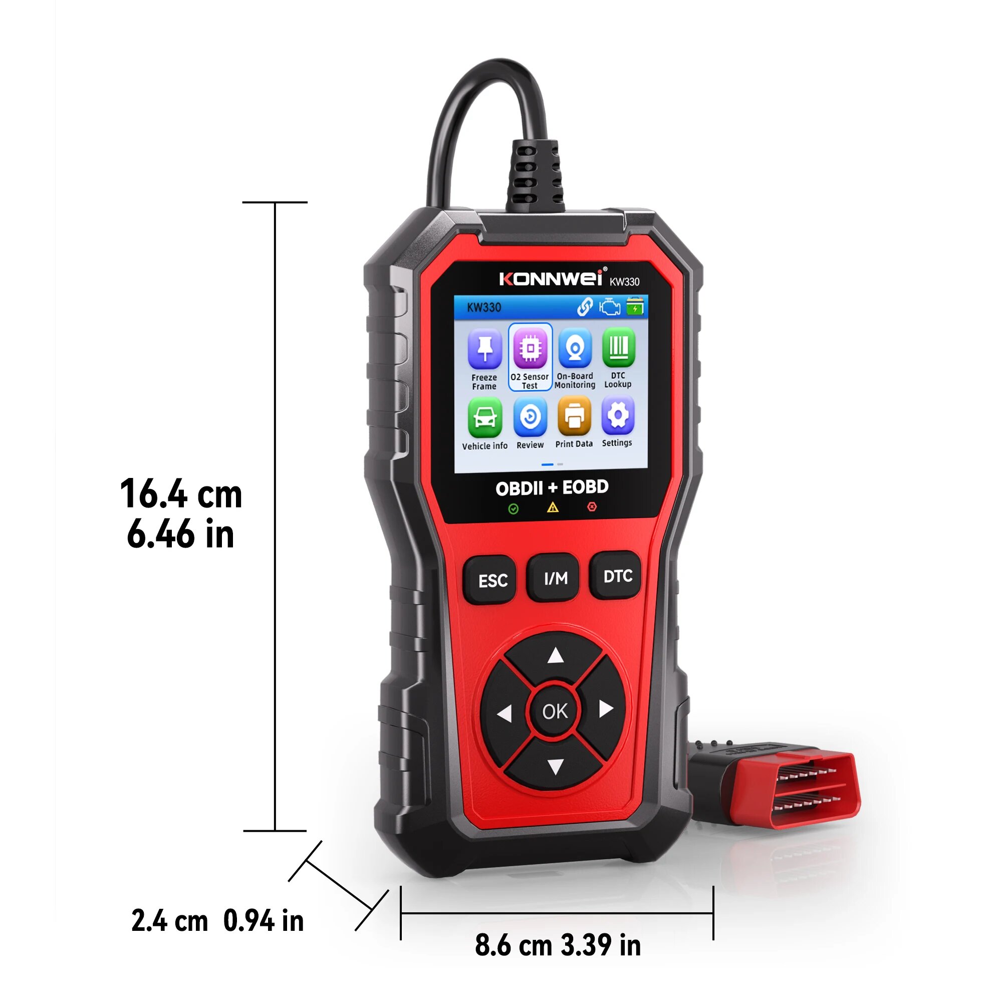 KONNWEI KW330 Профессиональный сканер OBD2 Автомобильный двигатель Тест аккумулятора Код неисправности Чистый инструмент для диагностики данных в реальном времени для автомобилей OBDII