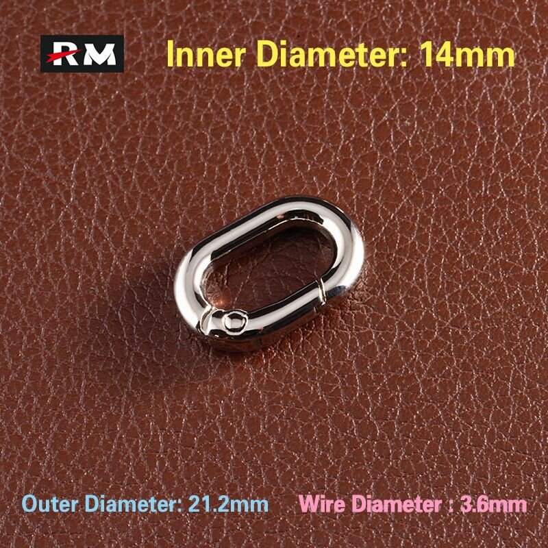 Овал-карабин для сумки и брелока, металлическая пружинная пряжка 14 мм, серебристый комплект 2 шт, быстрая фиксация ключей и аксессуаров