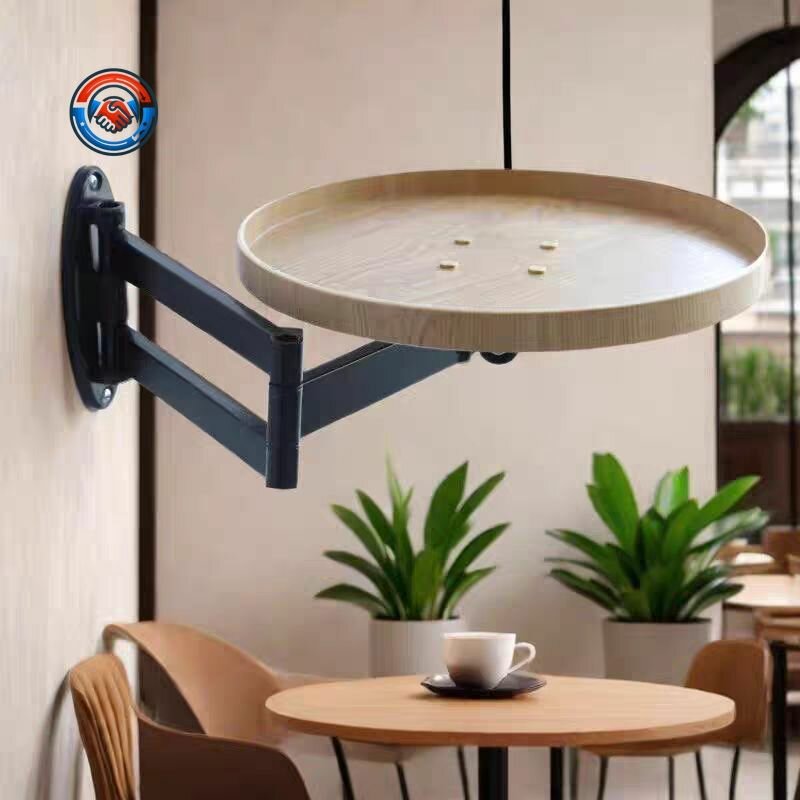 Подвесной стол-трансформер на кронштейне, откидной настенный стол с бортиком 1 см и телескопической регулировкой, компактный круглый столик диаметр 30 см для кухни, балкона и гостиной