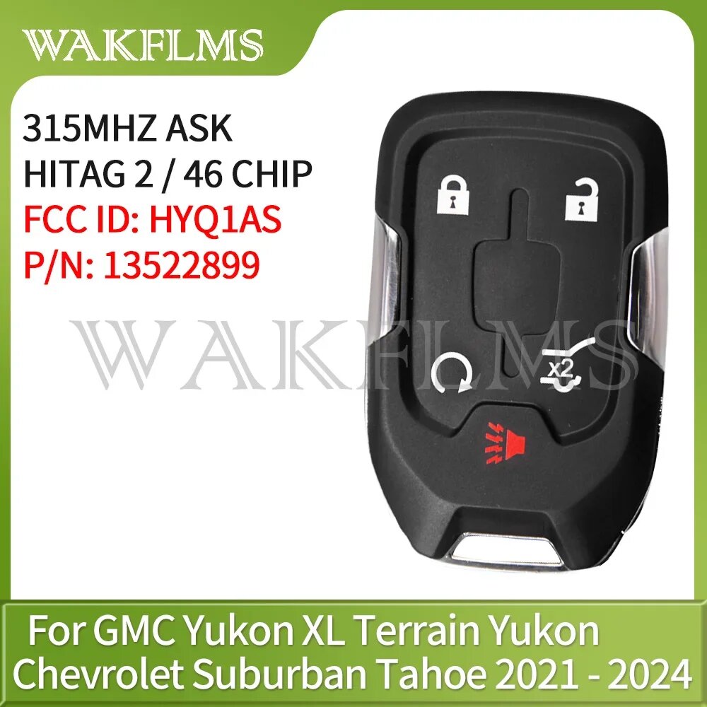 HYQ1AS HYQ1AA умный автомобильный ключ 315 МГц 46 чипов для Chevrolet Tahoe Suburban Silverado для Yukon Sierra Terrain 2021 2022 2023 2024 5 Buttons