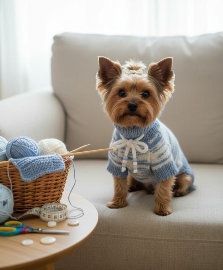 Комбинезон для собаки, п/шерстяная пряжа, ручная вязка, для девочки