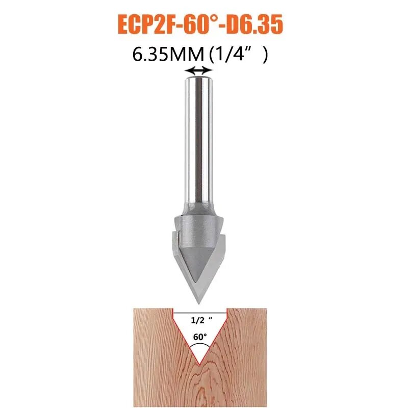 DREANIQUE VBT фрезы для 3D-фрезера твердосплавные 60/90 градусов 6/8/1/4" ECP2F-60-D6.35