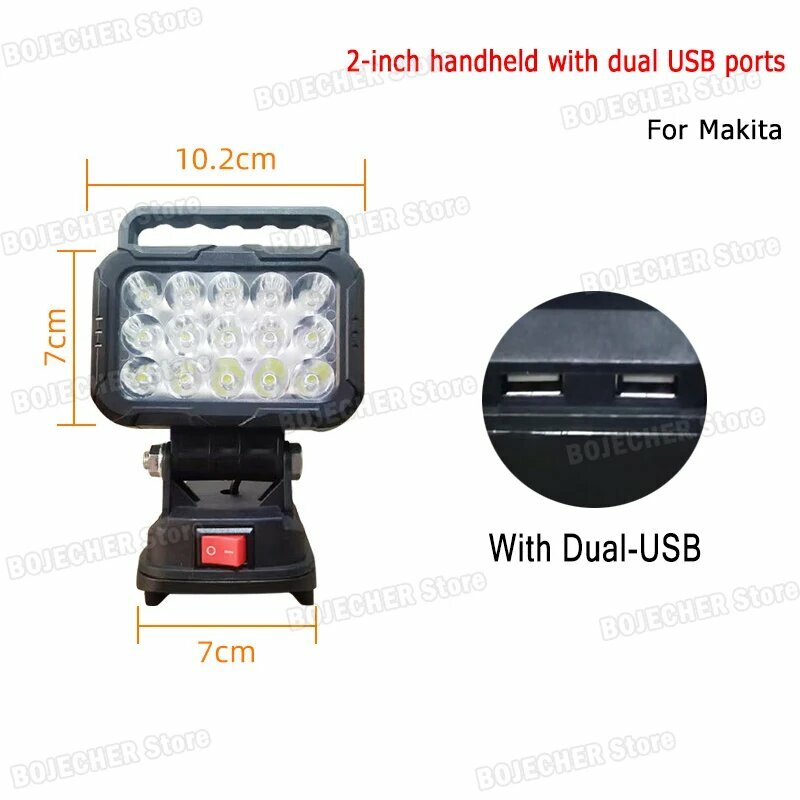 Портативный светодиодный фонарь Makita BL1830 BL1860 18В 2in Handheld X USB