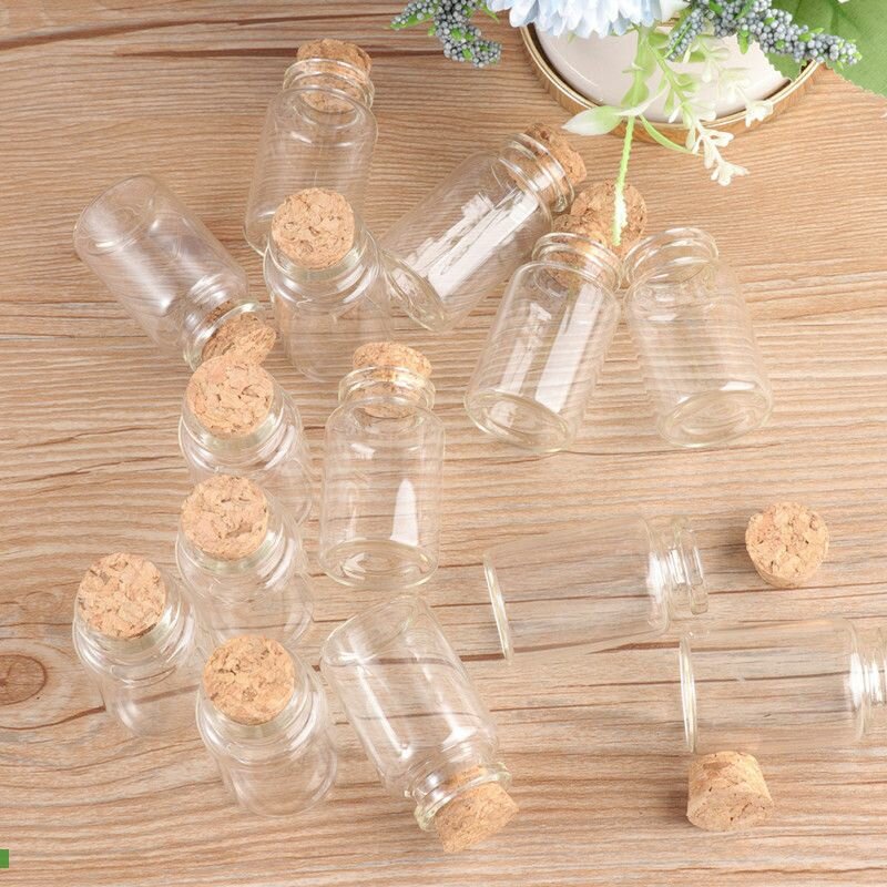 20 шт. контейнеров для еды, ваз, пробковых бутылок, банок для сообщений, стеклянных уплотнений 6X3X3 см, прозрачные