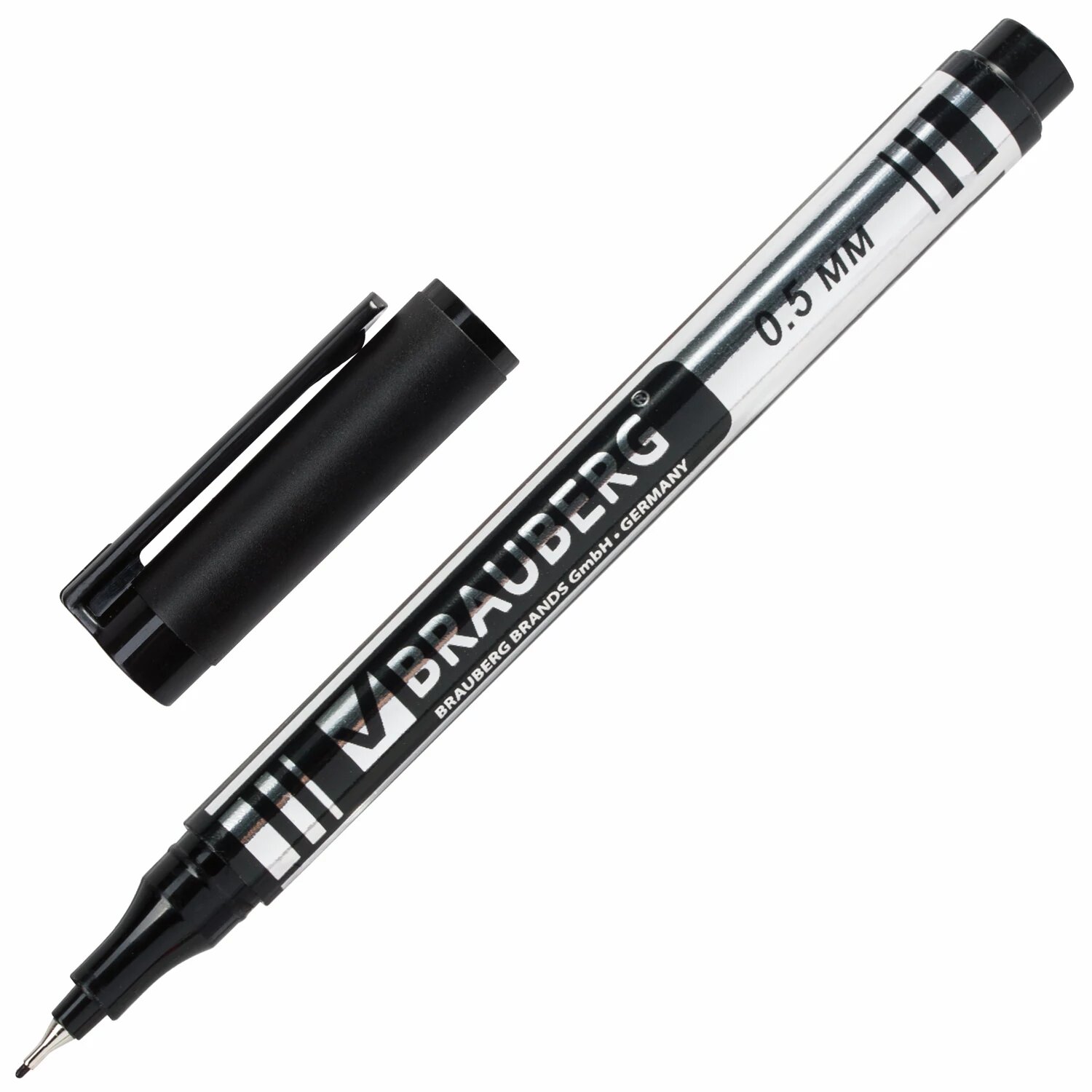 Маркер для CD и DVD BRAUBERG, черный, супертонкий металлический наконечник, 0,5 мм, 150512, 2шт.