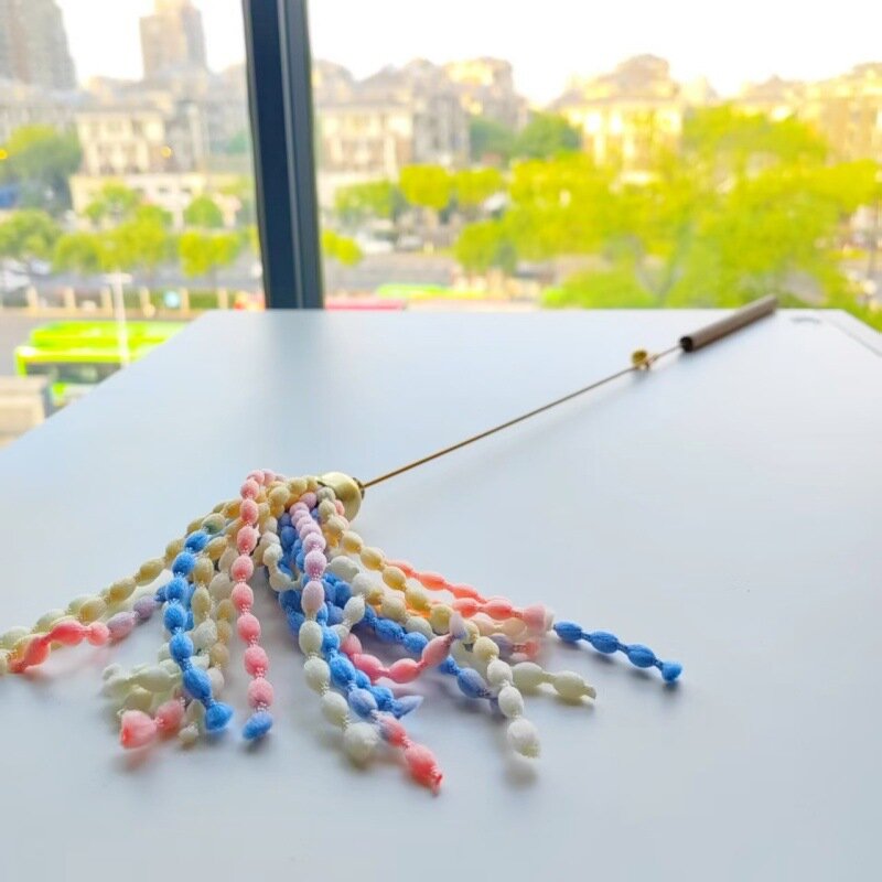 Новая игрушка для кошек, радужная пшеничная ушка, палочка для дразнения кошек, интерактивный игровой колокольчик,