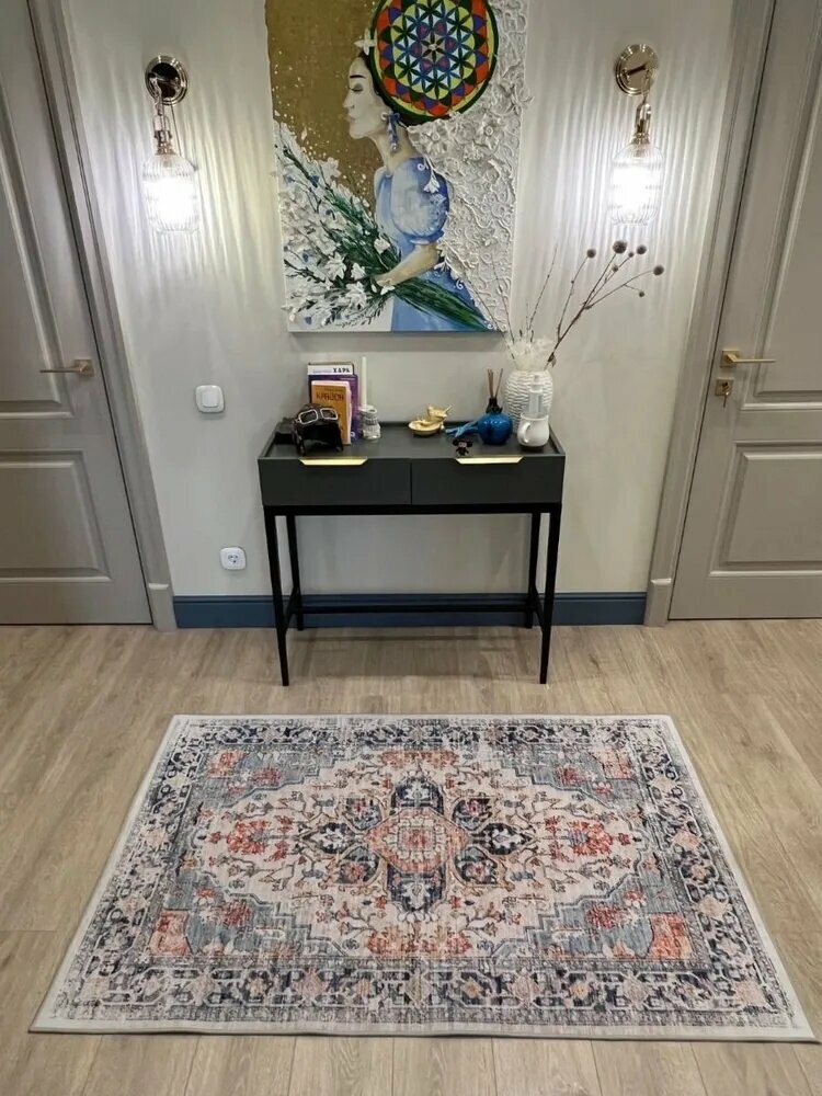 Ковер 80x120 см, Винтажный персидский коврик для прихожей прямоугольный антискользящий — фото 1