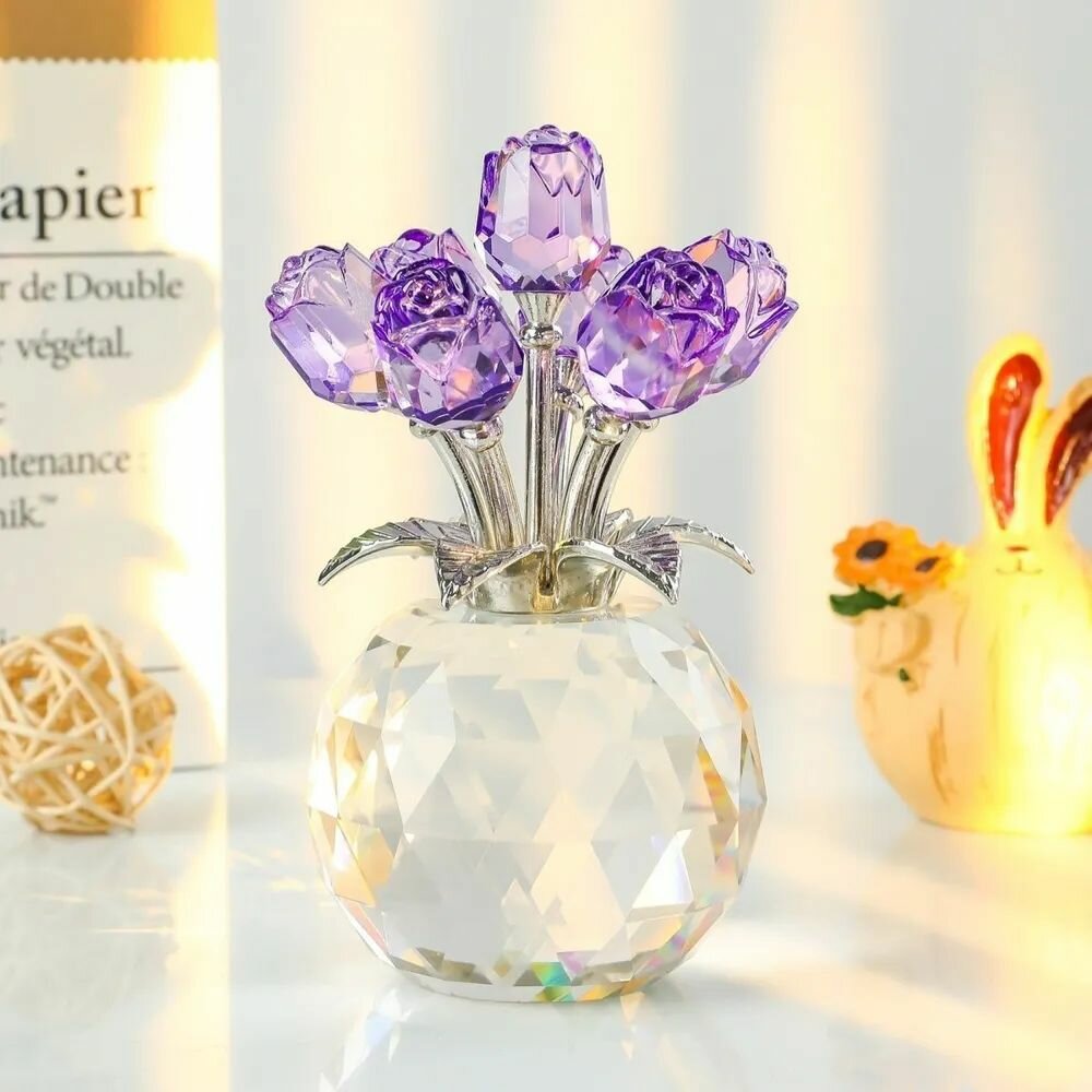 Настольная внутренняя стеклянная хрустальная отделка, украшение из искусственных цветов