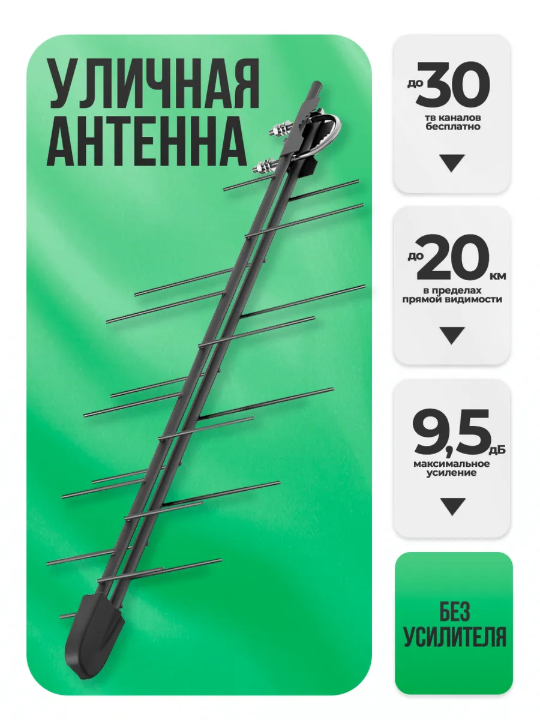 DVS STREET-20-P уличная антенна DIVISAT для цифрового ТВ, DVB-T2, пассивная