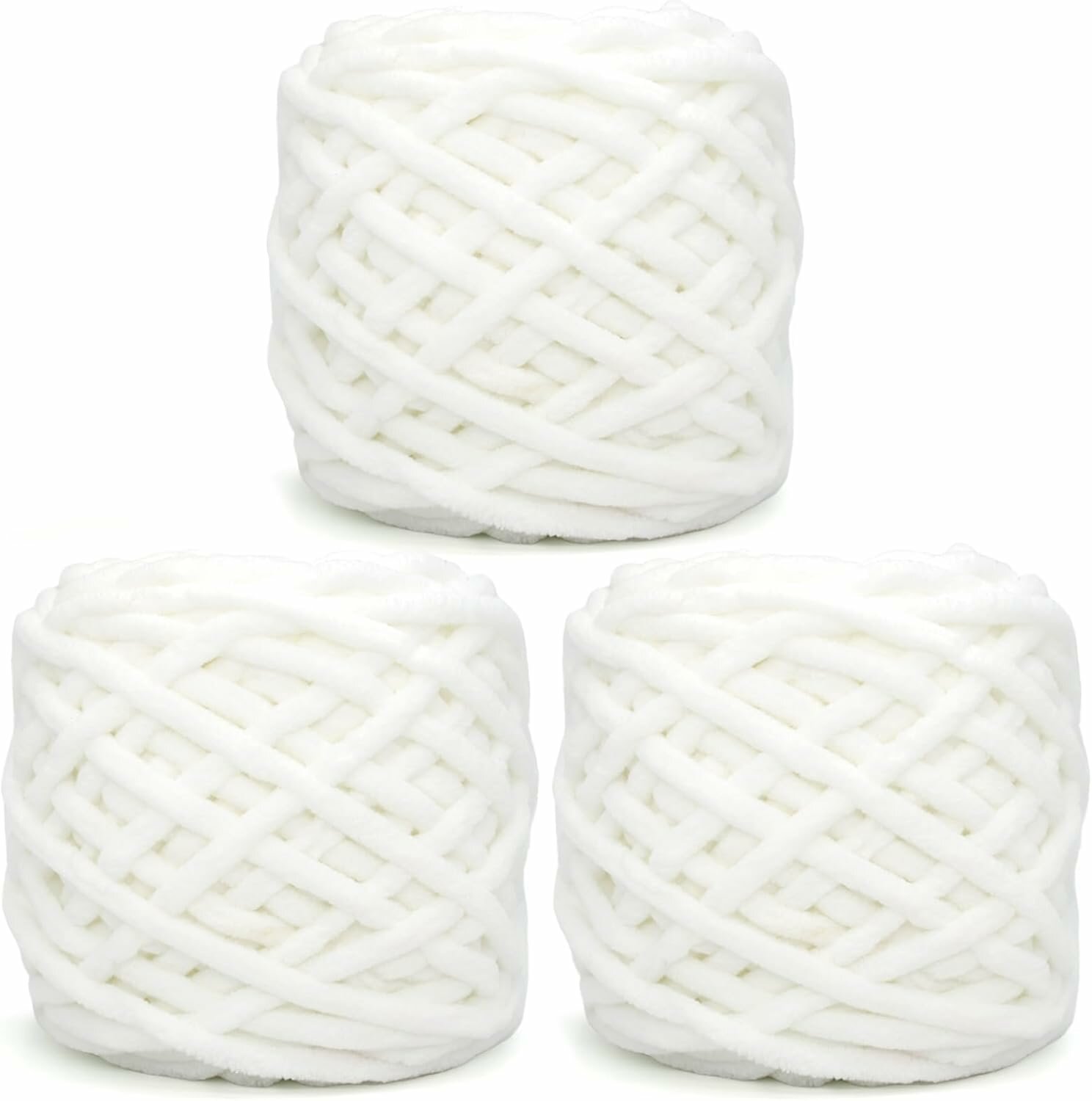 3 рулона грубого белого шина для вязания чениля, мягкий пушистый шерсть, для младенцев, нить для новичков одеял, толстый ворс, 90-100 грамм в клубке, диаметр нити 5-8 мм, продается по весу