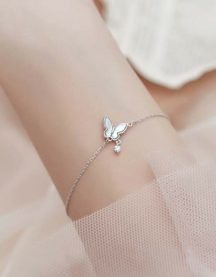 Браслет-цепочка WASABI jewell, перламутр синтетический, циркон